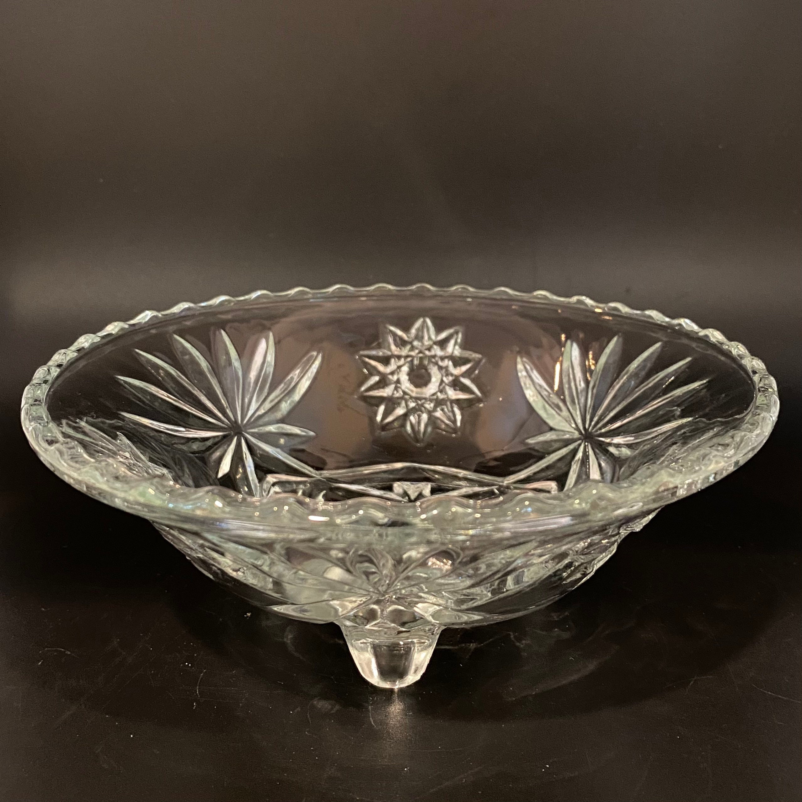 Anchor Hocking Star of David Crystal Glass Footed Bowl Candy - Etsy