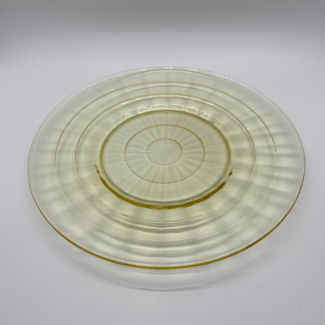 Art Deco Anchor Hocking Block Optic Yellow Glass Bread Plate - Etsy