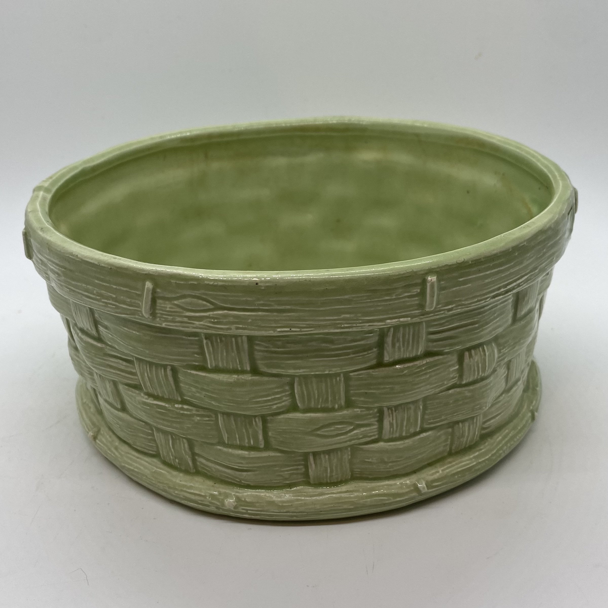 Celadon Basket Weave Ceramic Pottery Planter Flower Pot Bowl Home Decor ...