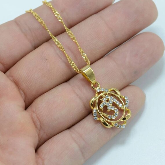 24k Gold Titanium Om Pendant Necklace Thin Gold Chain Gold | Etsy