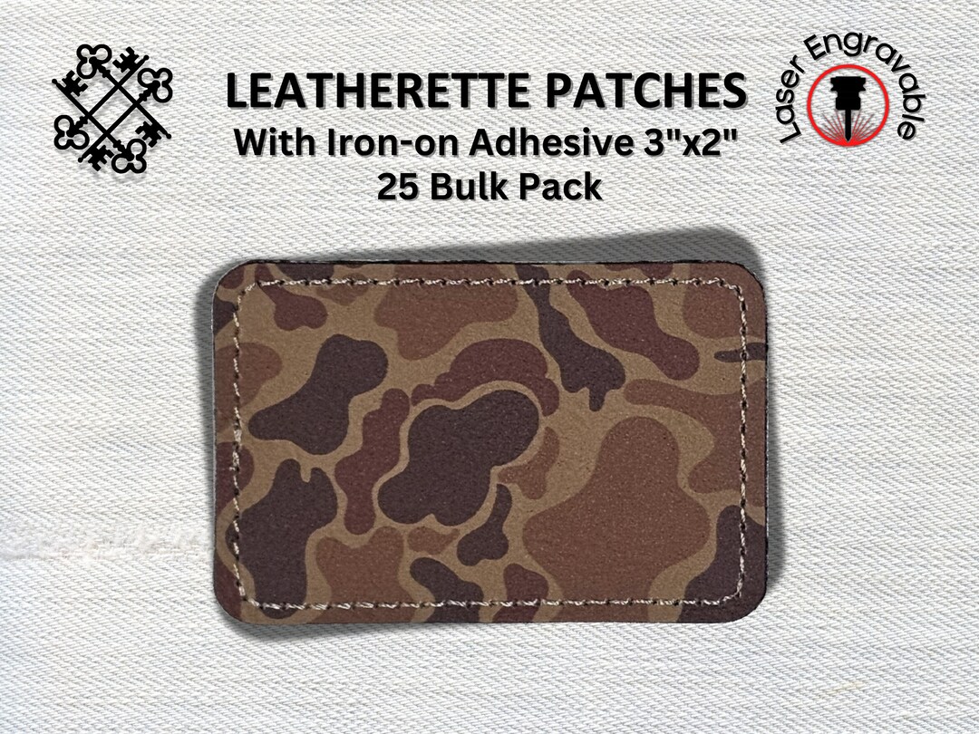 Leatherette Patches Dark Duck Camo Set of 25 3x2 Rectangle Laserable Leatherette, Blank, Hat ...