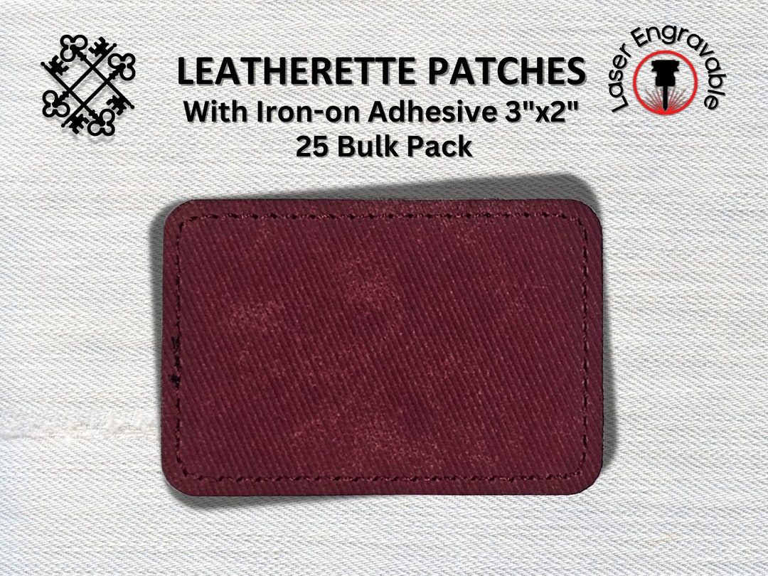 Leatherette Patches Red Denim set of 25 3x2 Rectangle Laserable ...