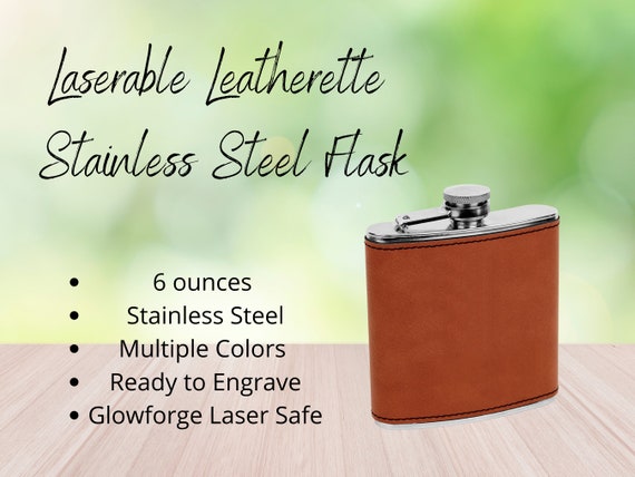 Leatherette Flask Engravable Custom Flask glowforge - Etsy