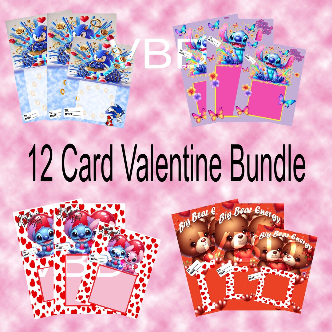 Bundle Valentine's Day Treat Cards, Valentine's Day Cards, Printable ...