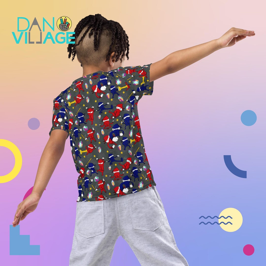 Kids Ninja Shirt, Ninja Warriors Shirt, Cute Kids All Over Pattern ...