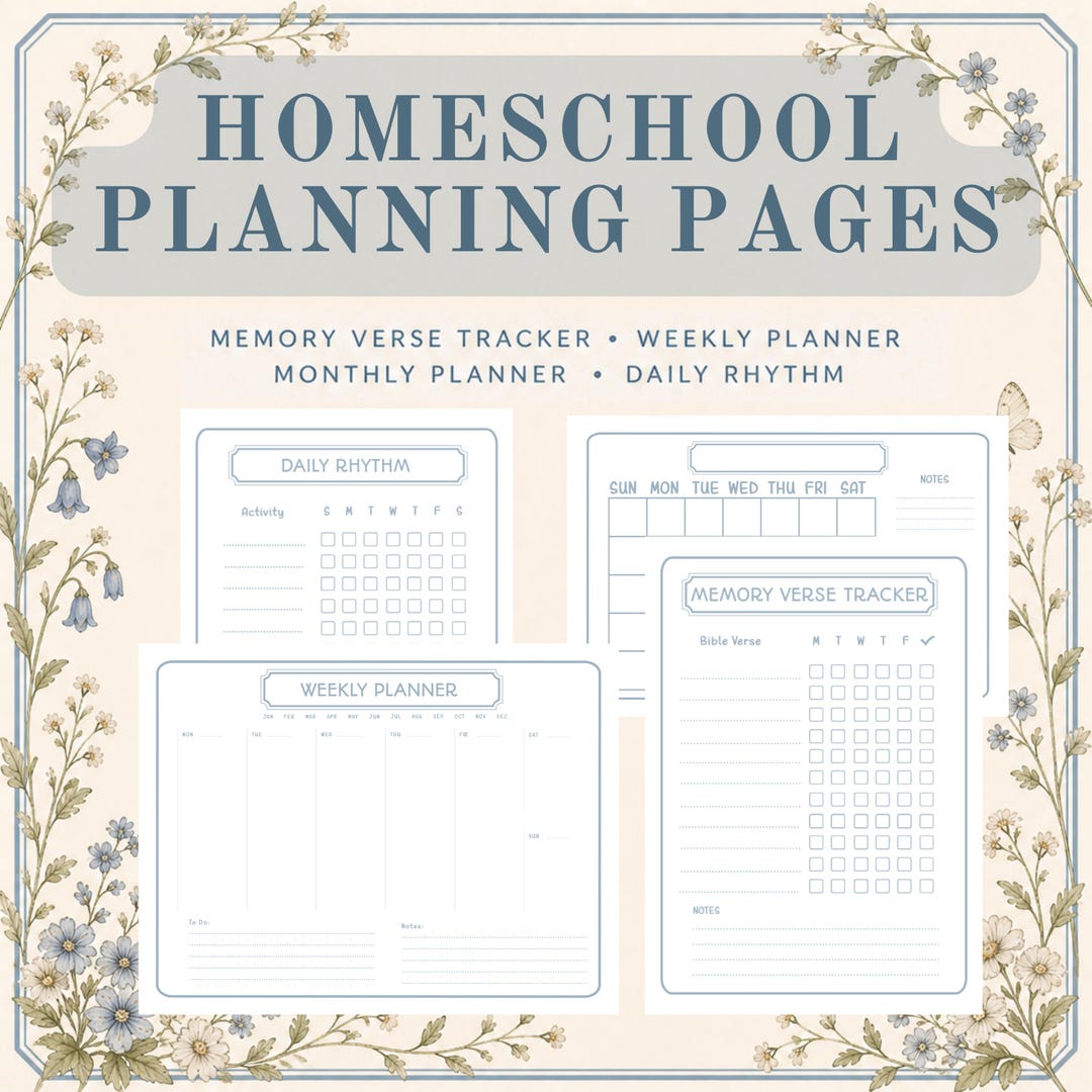 Christian Homeschool Planning Printable Pages, Memory Verse Tracker ...
