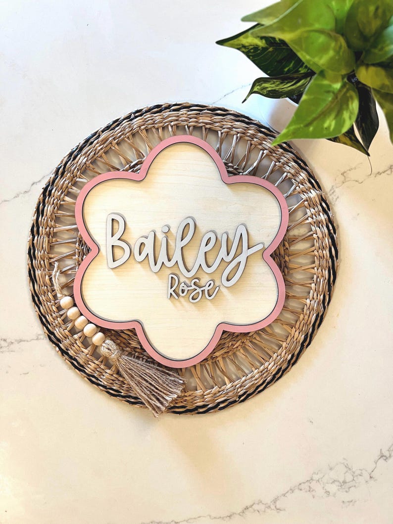 Personalized Wooden Flower Name Sign: Custom Nursery Decor - Etsy