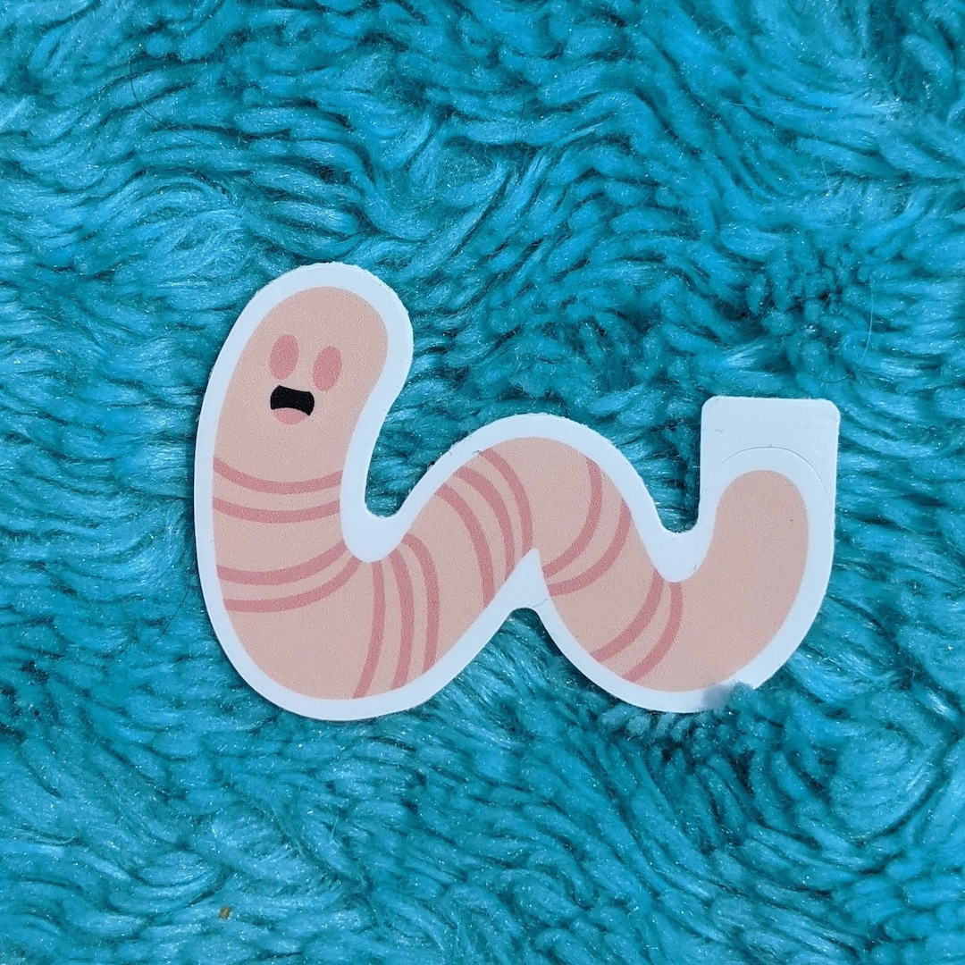 Jerry the Worm Sticker, 2" X 1.5", Waterproof Glossy Vinyl Sticker ...