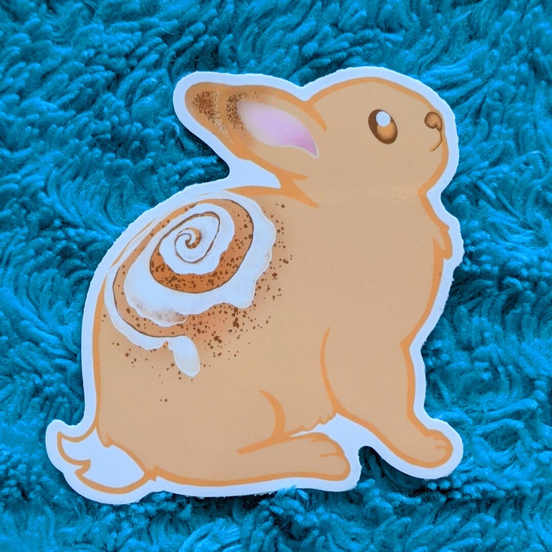 Cinnamon Bunny Glossy Vinyl Sticker, Waterproof Sticker, Cute Sticker ...