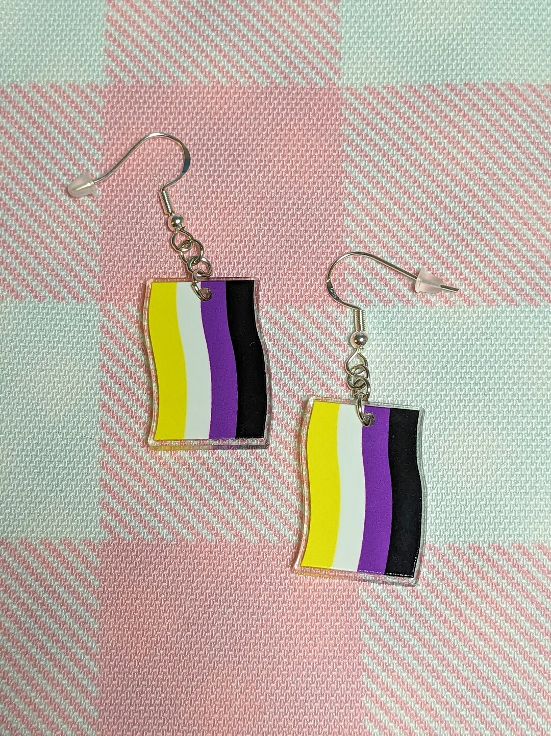 Nonbinary Pride Flag Drop Earrings, Pride Earrings, Enby, LGBTQ Jewelry ...
