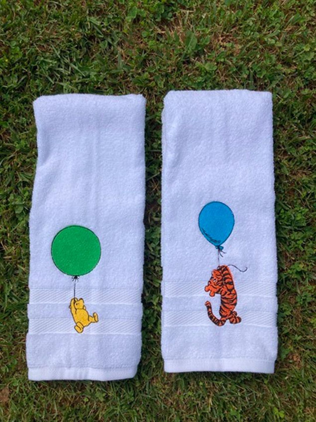 Adorable Bear AND Tiger Balloon Hand Towel Set – Embroidered Cotton ...
