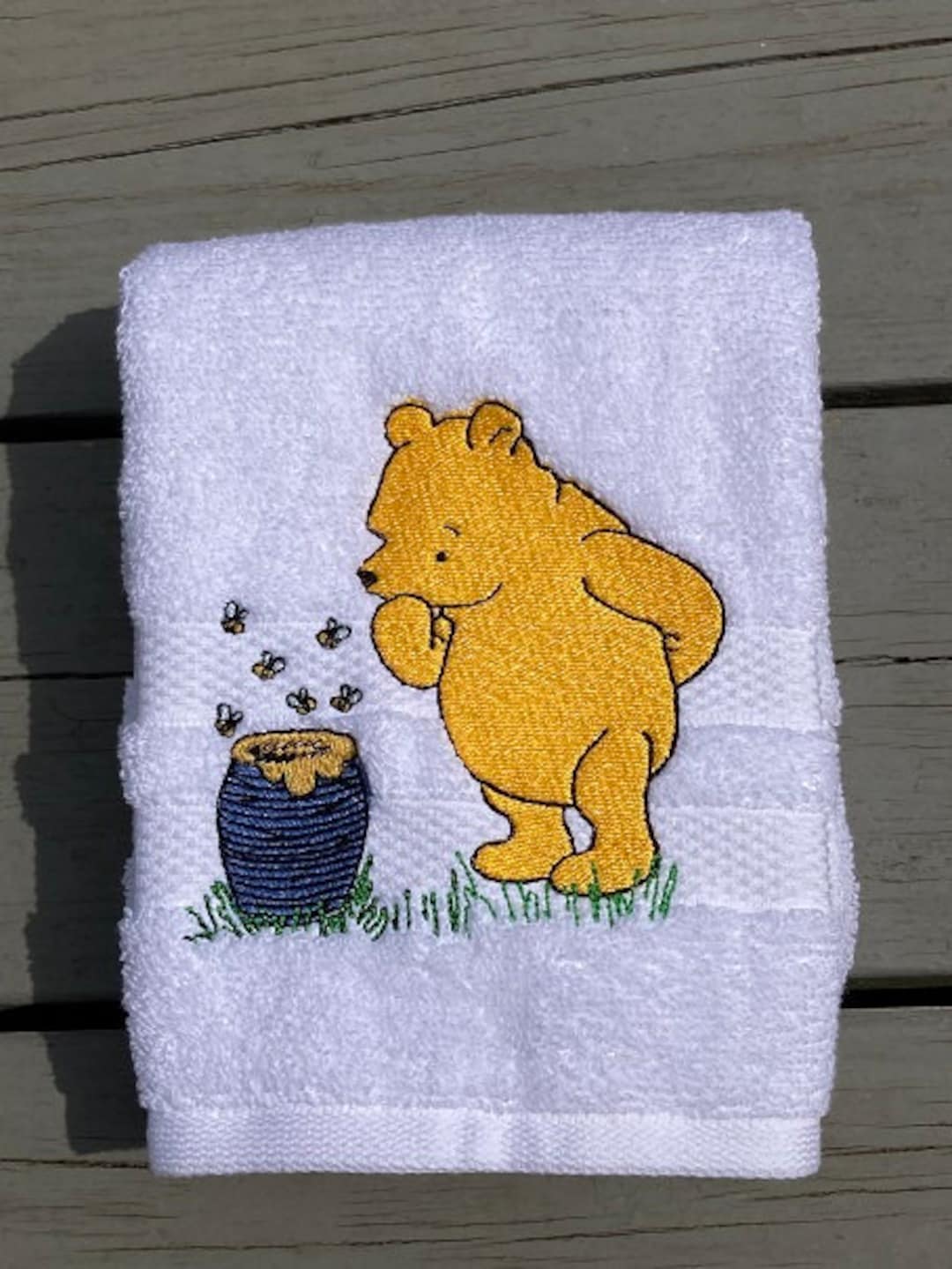 Classic Winnie-the-pooh Hand Towel Pondering Into Honey Pot - Etsy