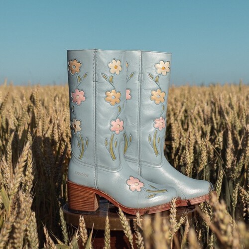 Flower Ankle Boots in Tan - Etsy