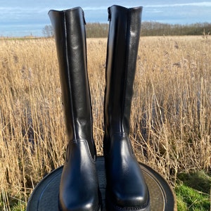 Platform Flower Boots Black - Etsy