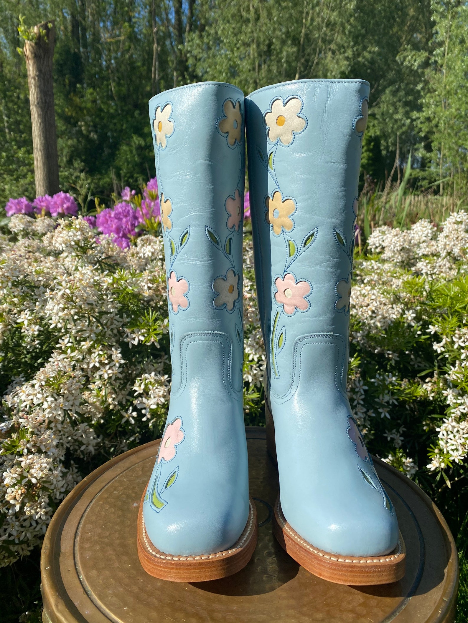 Flower Boots in Baby Blue | Etsy