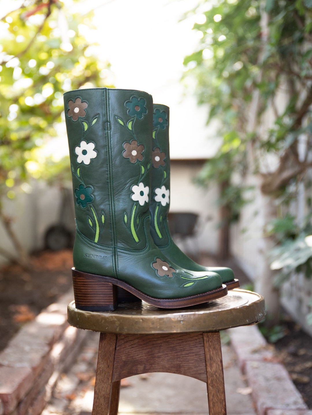 Flower Boots in Green - Etsy