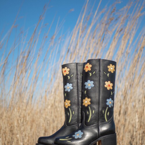 Flower Boots in Beige - Etsy