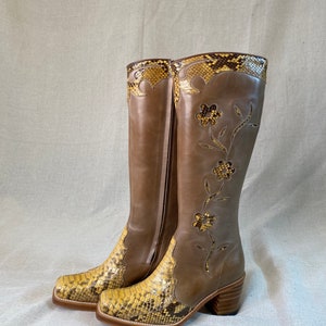 Floral Boots in Taupe Python - Etsy
