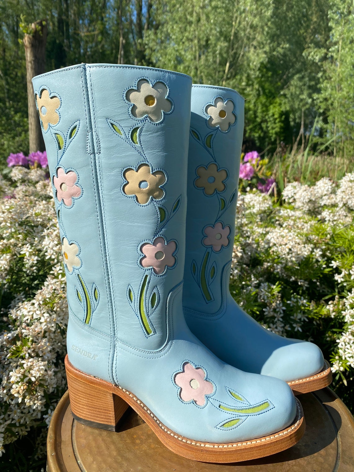 Flower Boots in Baby Blue | Etsy