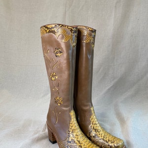 Floral Boots in Taupe Python - Etsy