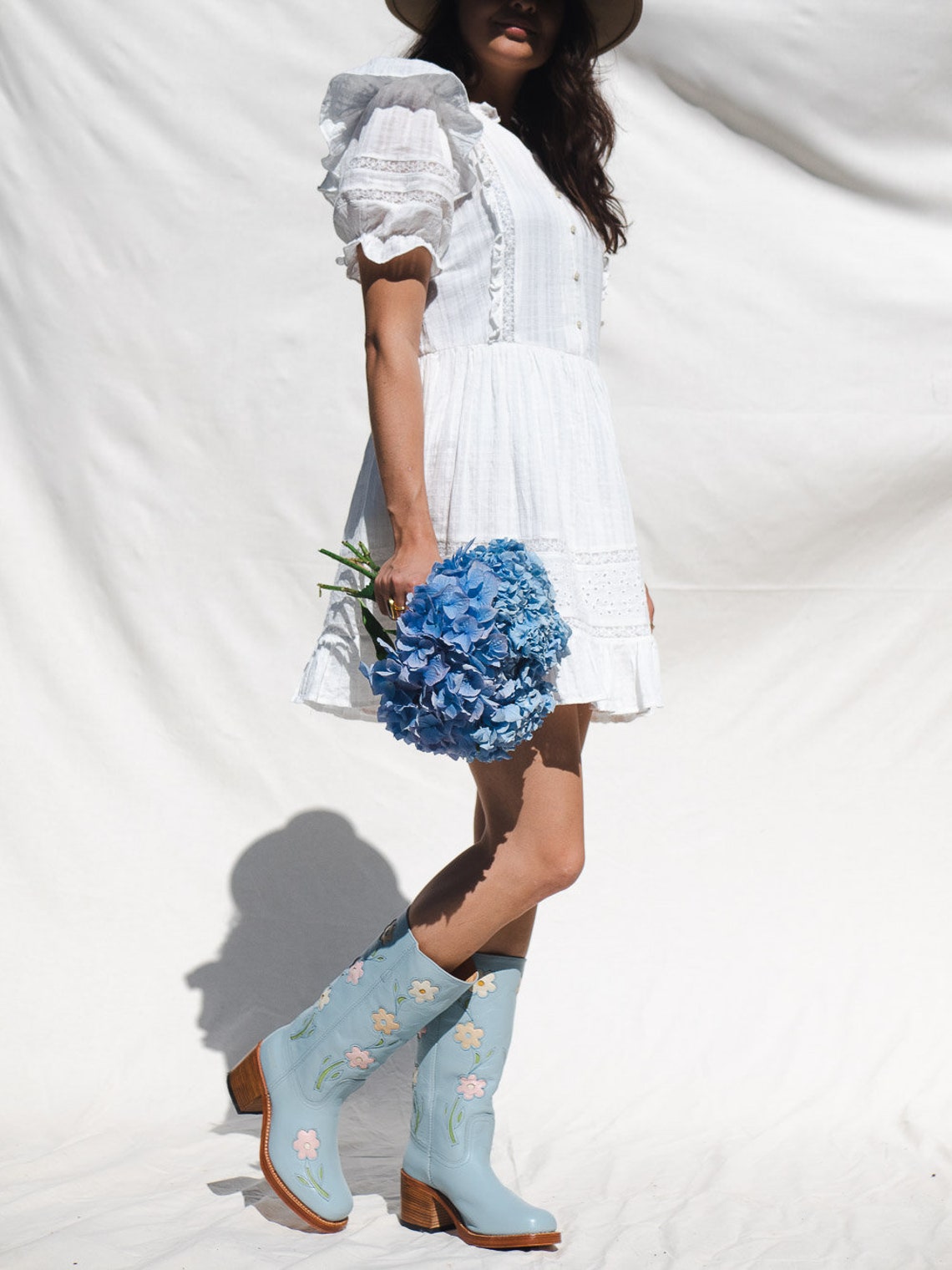 Flower Boots in Blue - Etsy