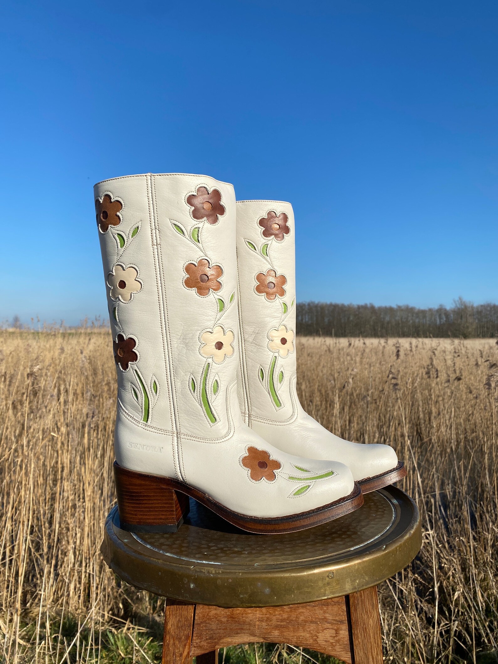 Flower Boots in Beige - Etsy