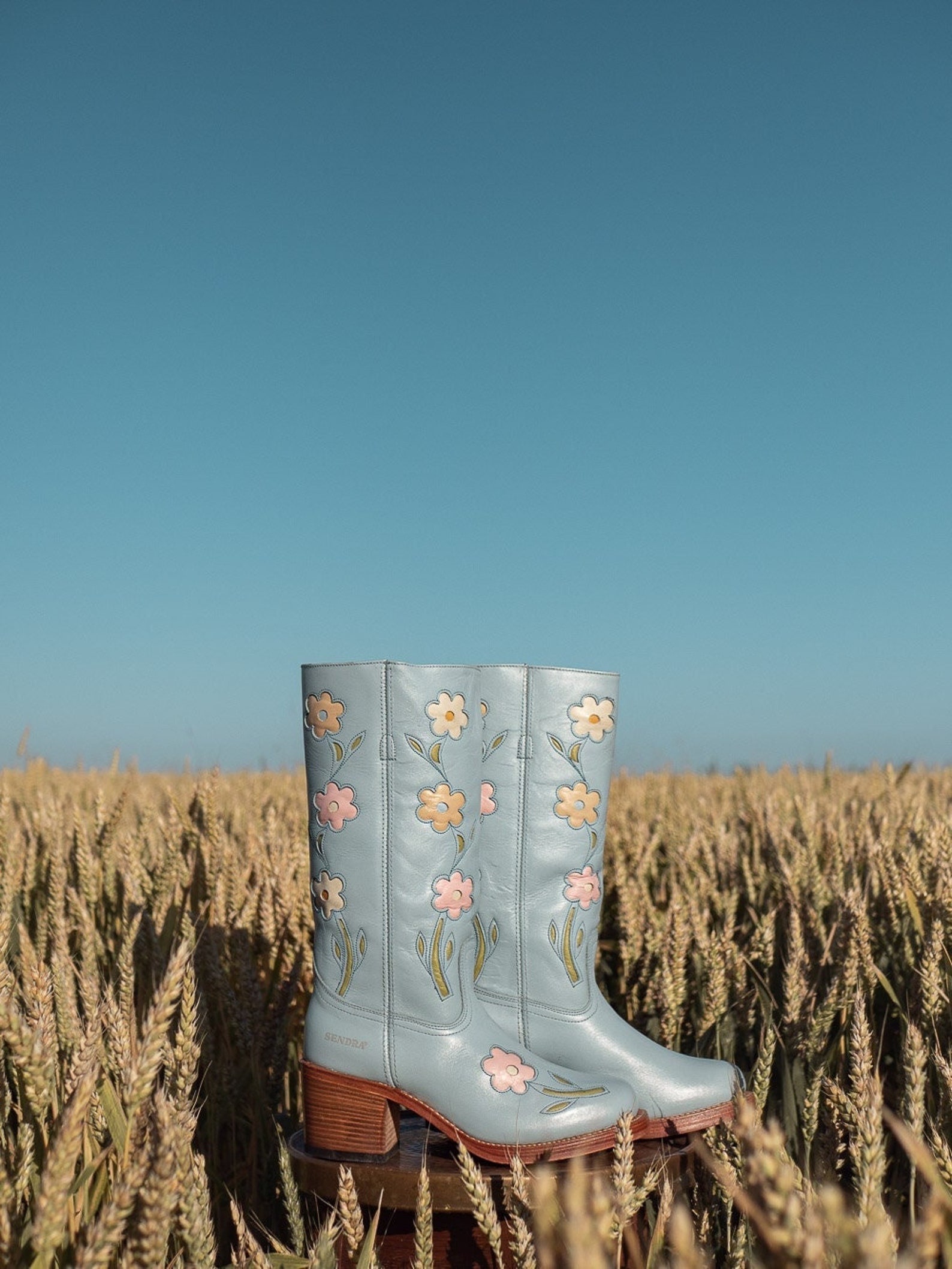 Flower Boots in Blue - Etsy