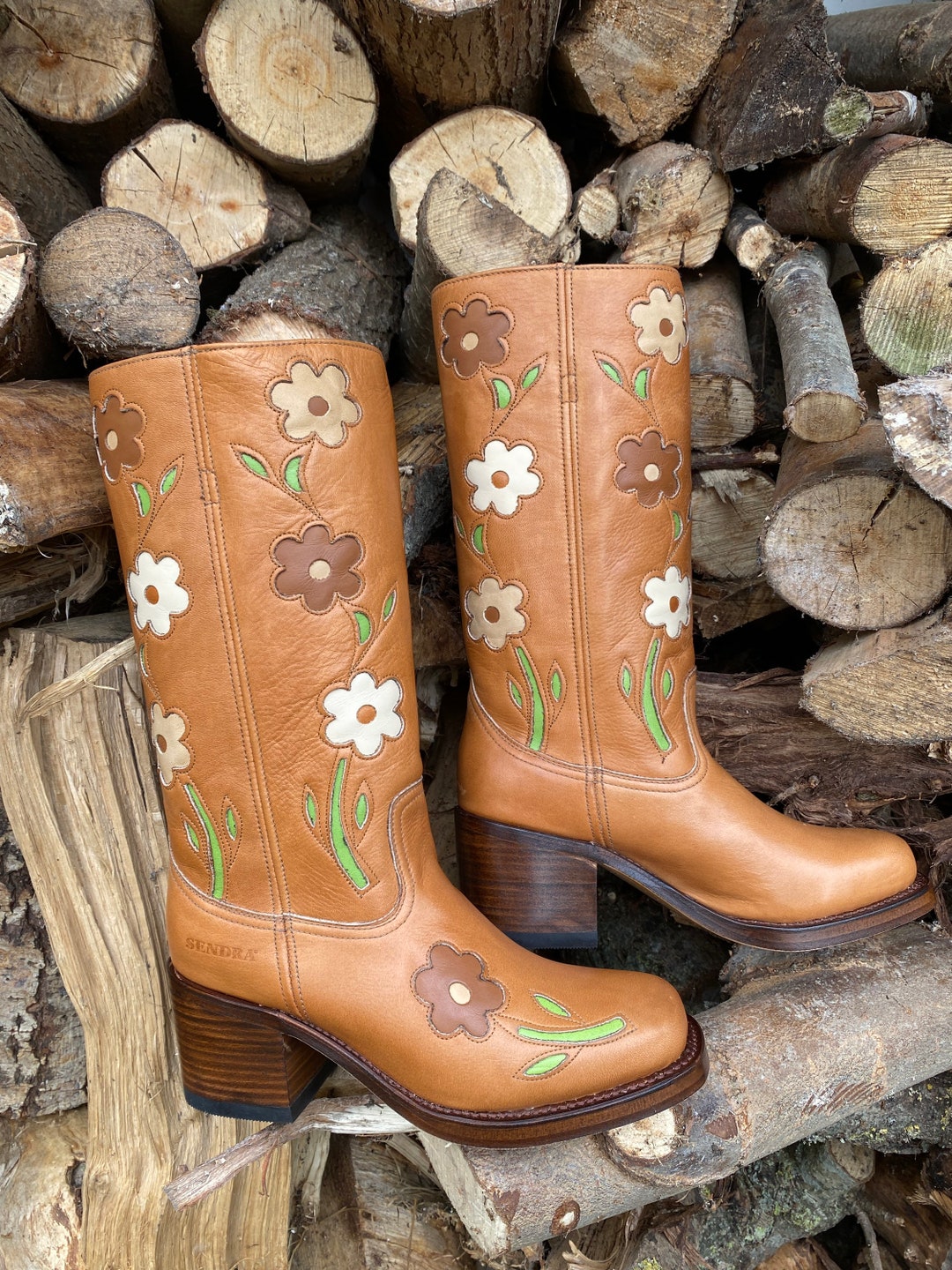 Flower Boots Almond Brown - Etsy