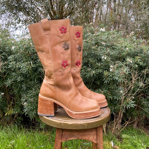 Flower Boots in Beige - Etsy