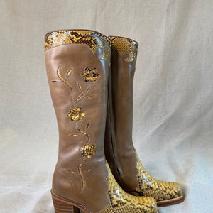 Floral Boots in Taupe Python - Etsy