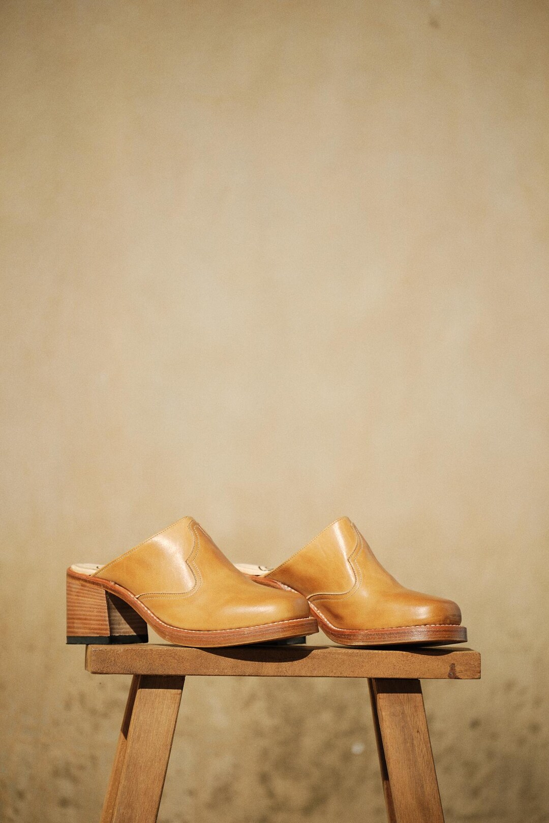 Western Chunky Clogs Tan - Deadstock - Etsy