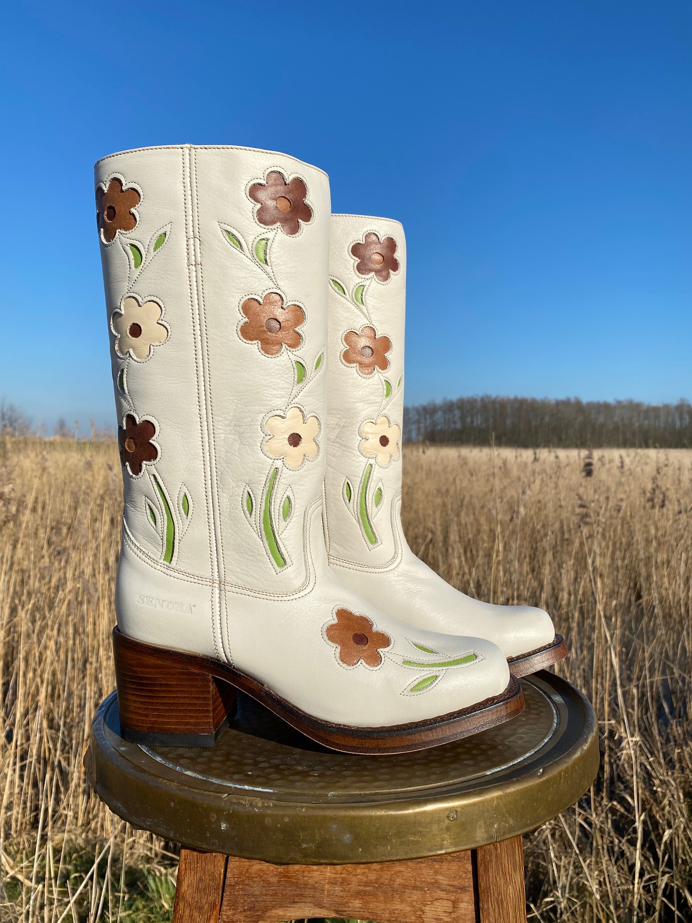 Flower Boots in Beige - Etsy