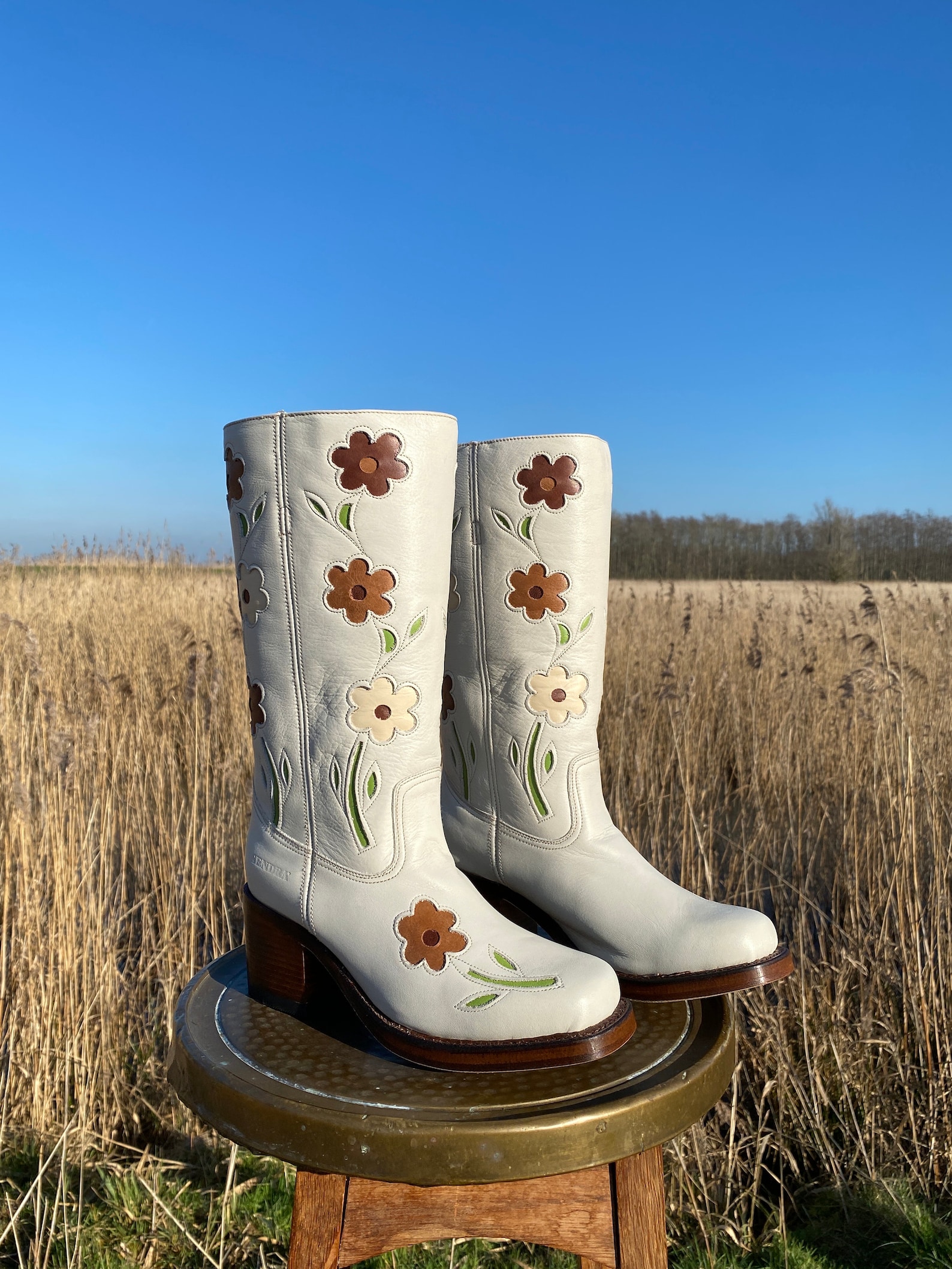 Flower Boots in Beige - Etsy