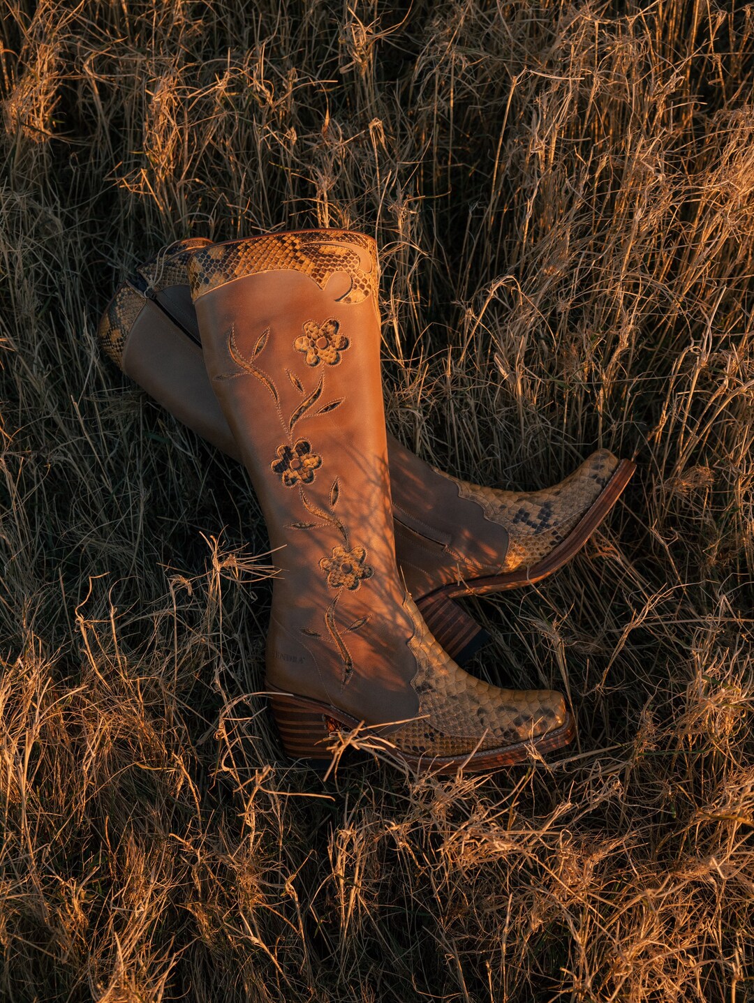 Floral Boots in Taupe Python - Etsy