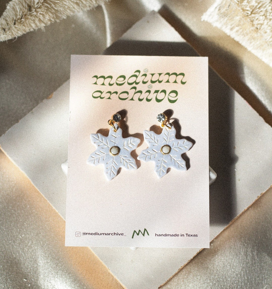 Blanc Snow - Dangly Charm on Hoops —handmade Clay Dangly Design Drop ...