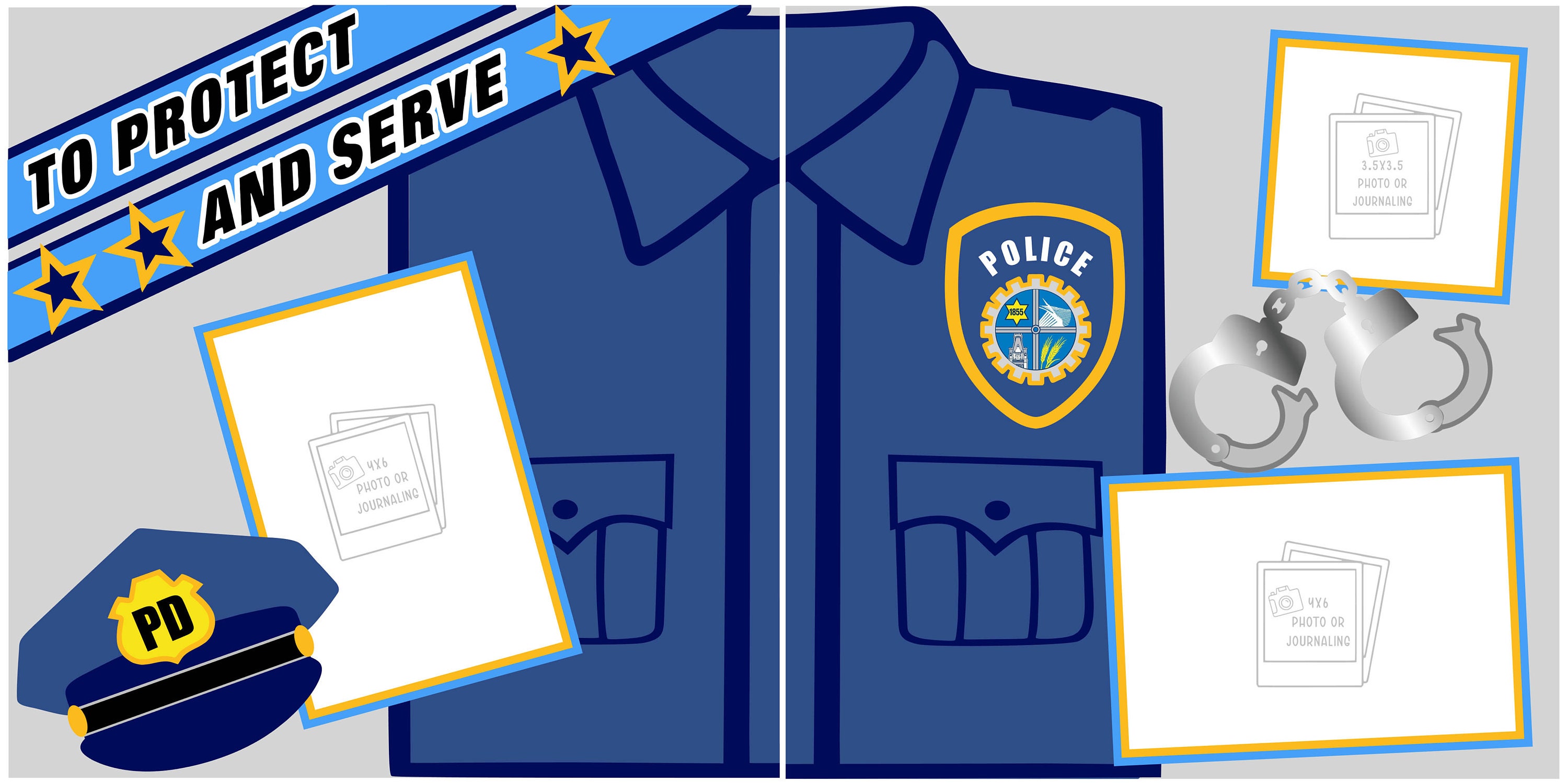 Scrapbook Double Page Layout - to Protect and Serve - Police Page Kit ...
