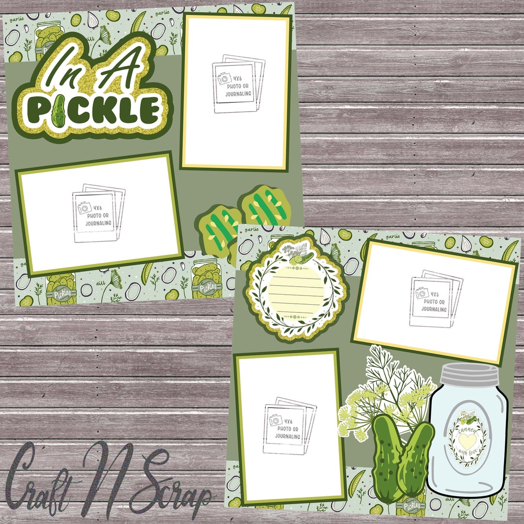 Scrapbook Double Page Layout - in A Pickle - Etsy