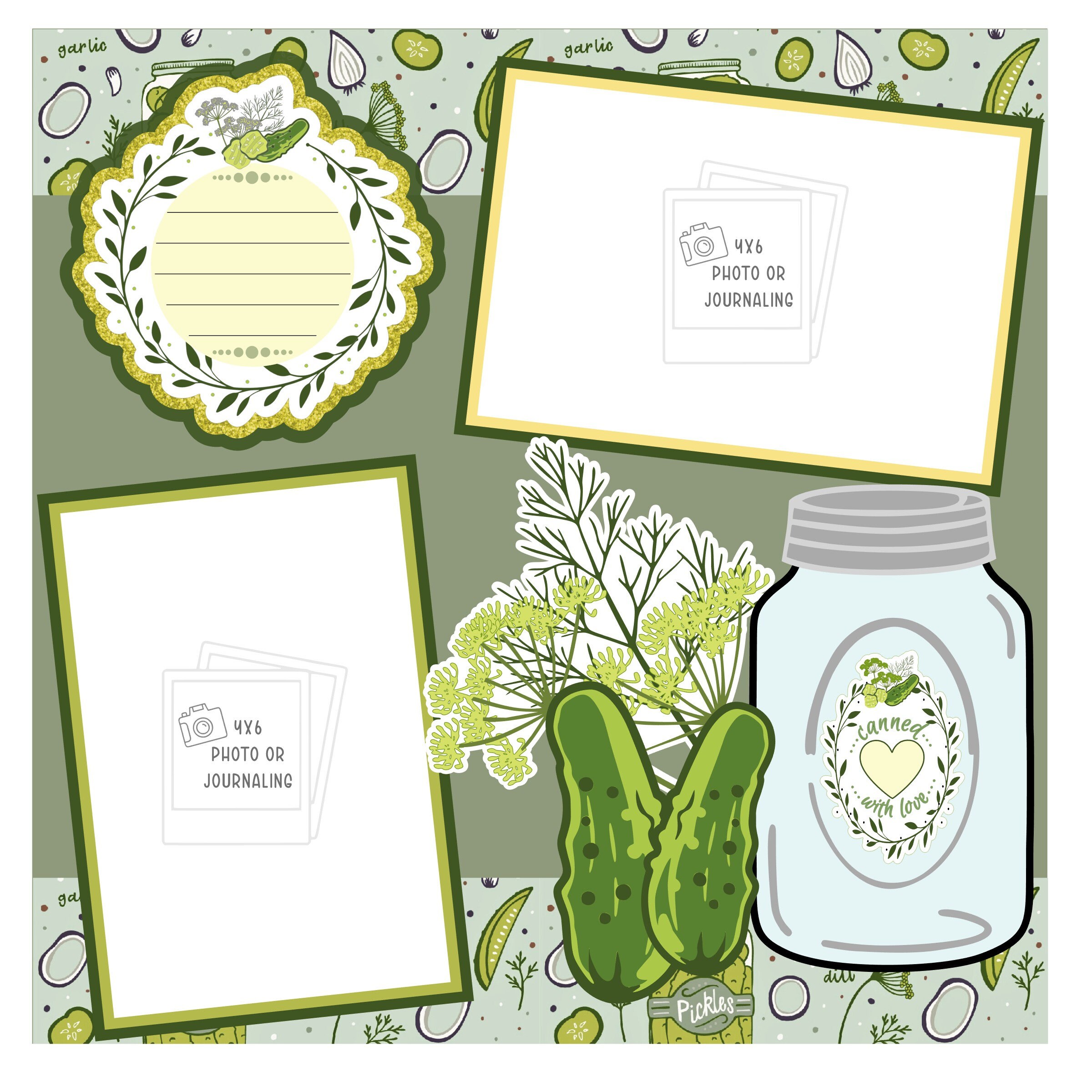 Scrapbook Double Page Layout - in A Pickle - Etsy