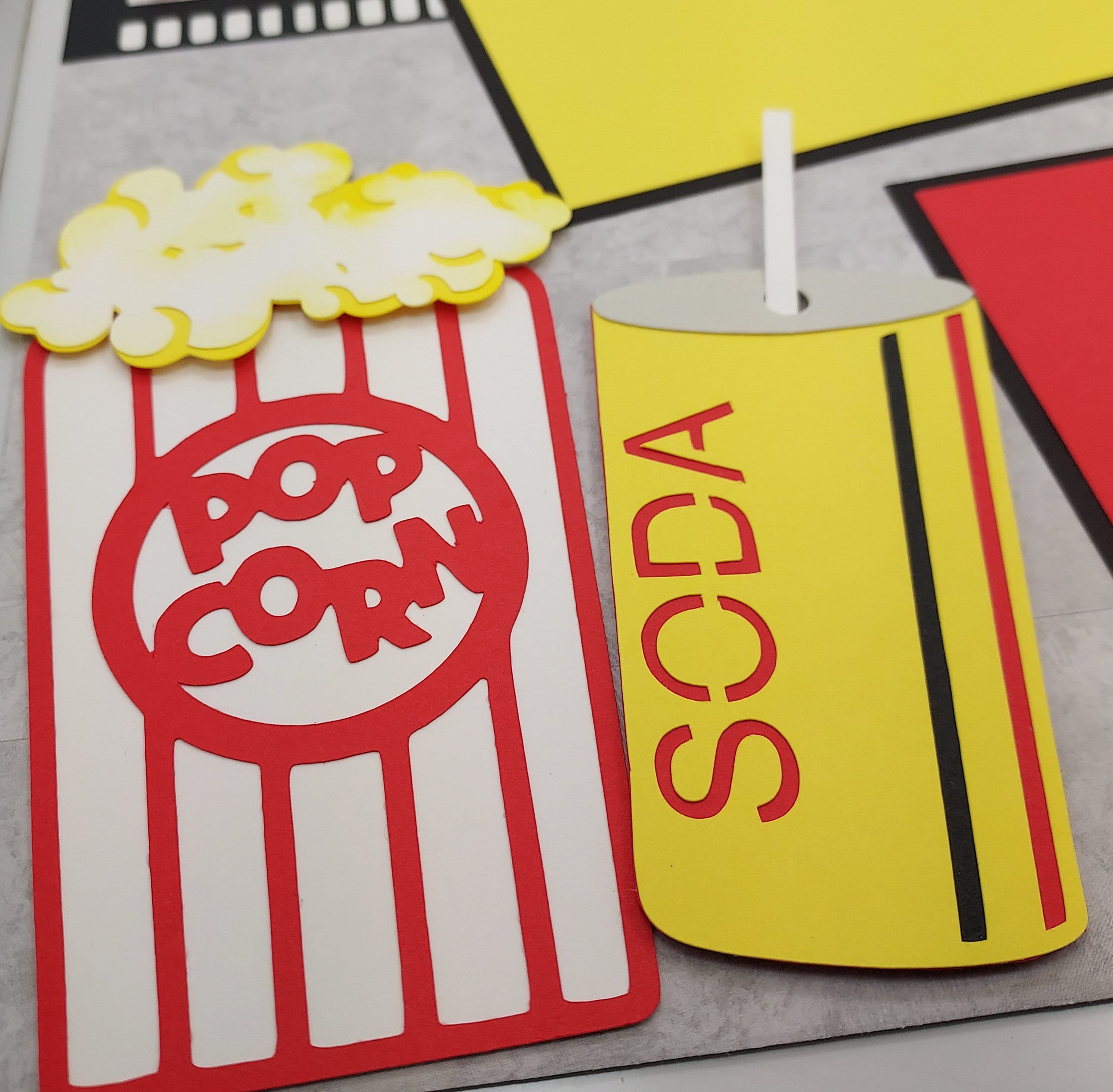 Scrapbook Double Page Layout - Movie Night - Film Strip Popcorn - Etsy