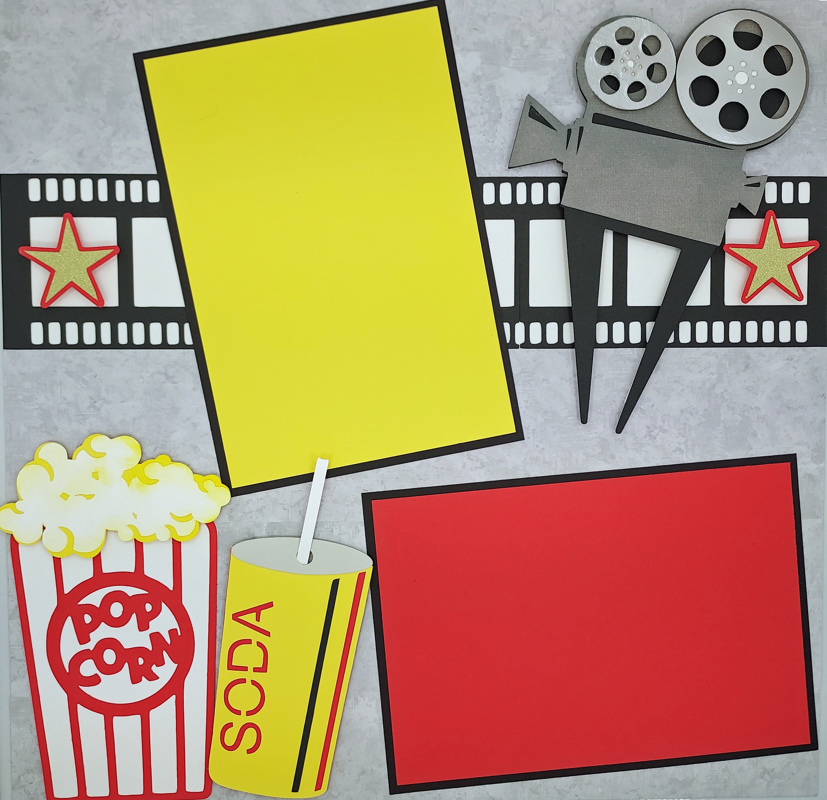 Scrapbook Double Page Layout - Movie Night - Film Strip Popcorn - Etsy