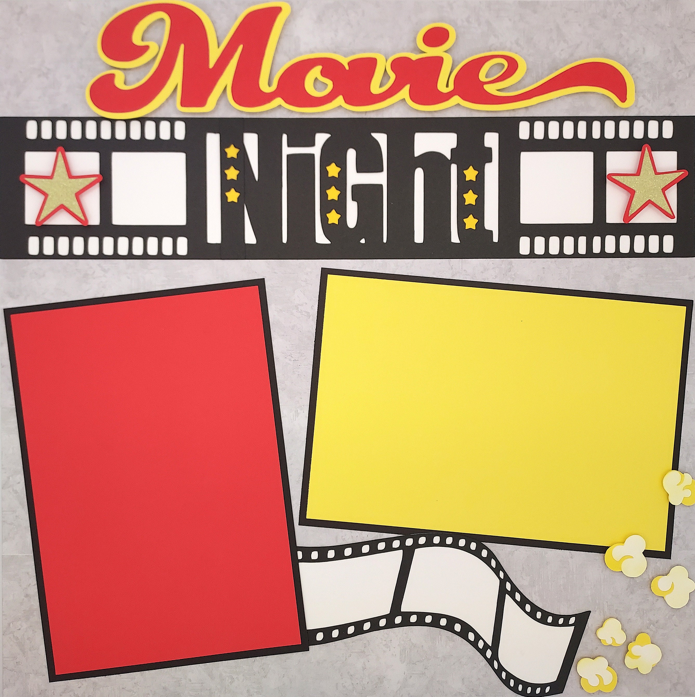 Scrapbook Double Page Layout - Movie Night - Film Strip Popcorn - Etsy