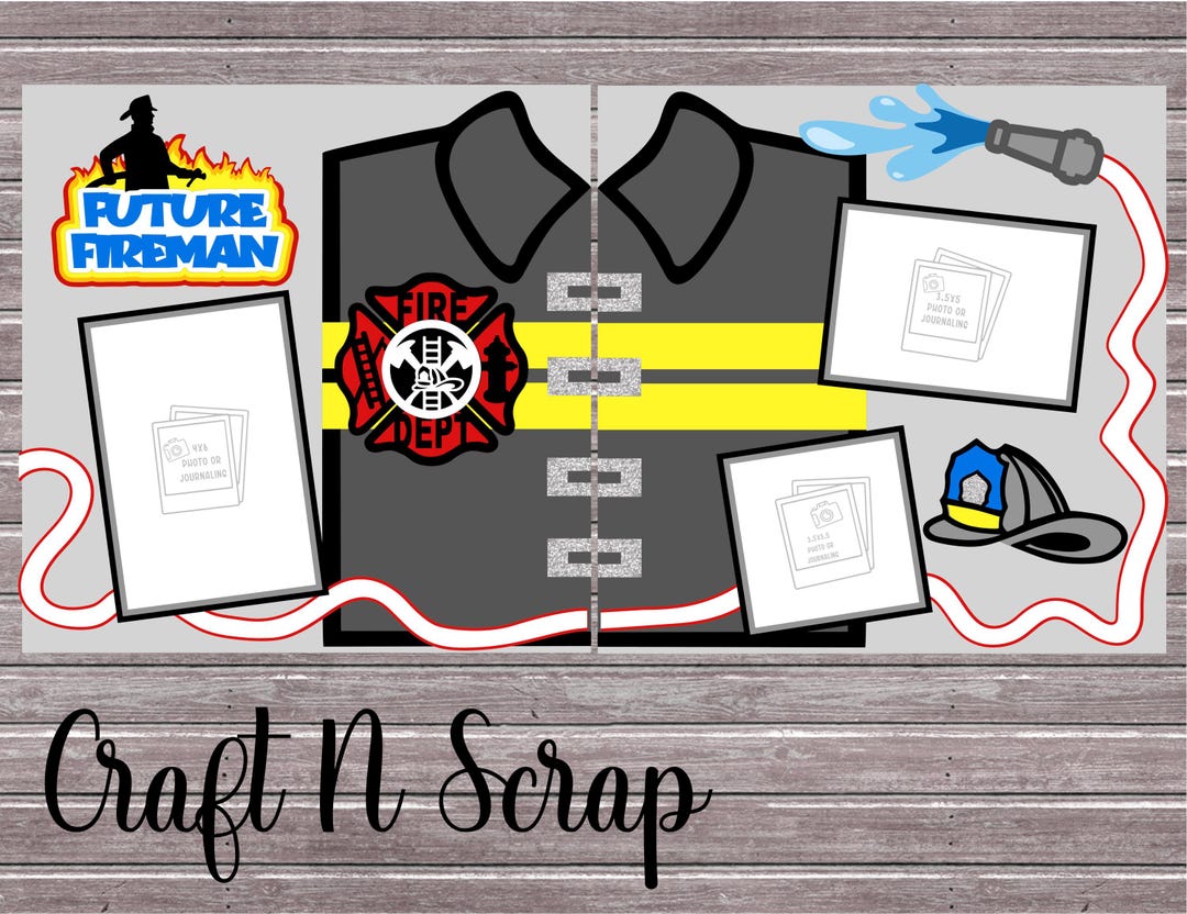 Firefighter Scrapbook Page Kit - Fire Truck, Hero, Rescue, Flames ...
