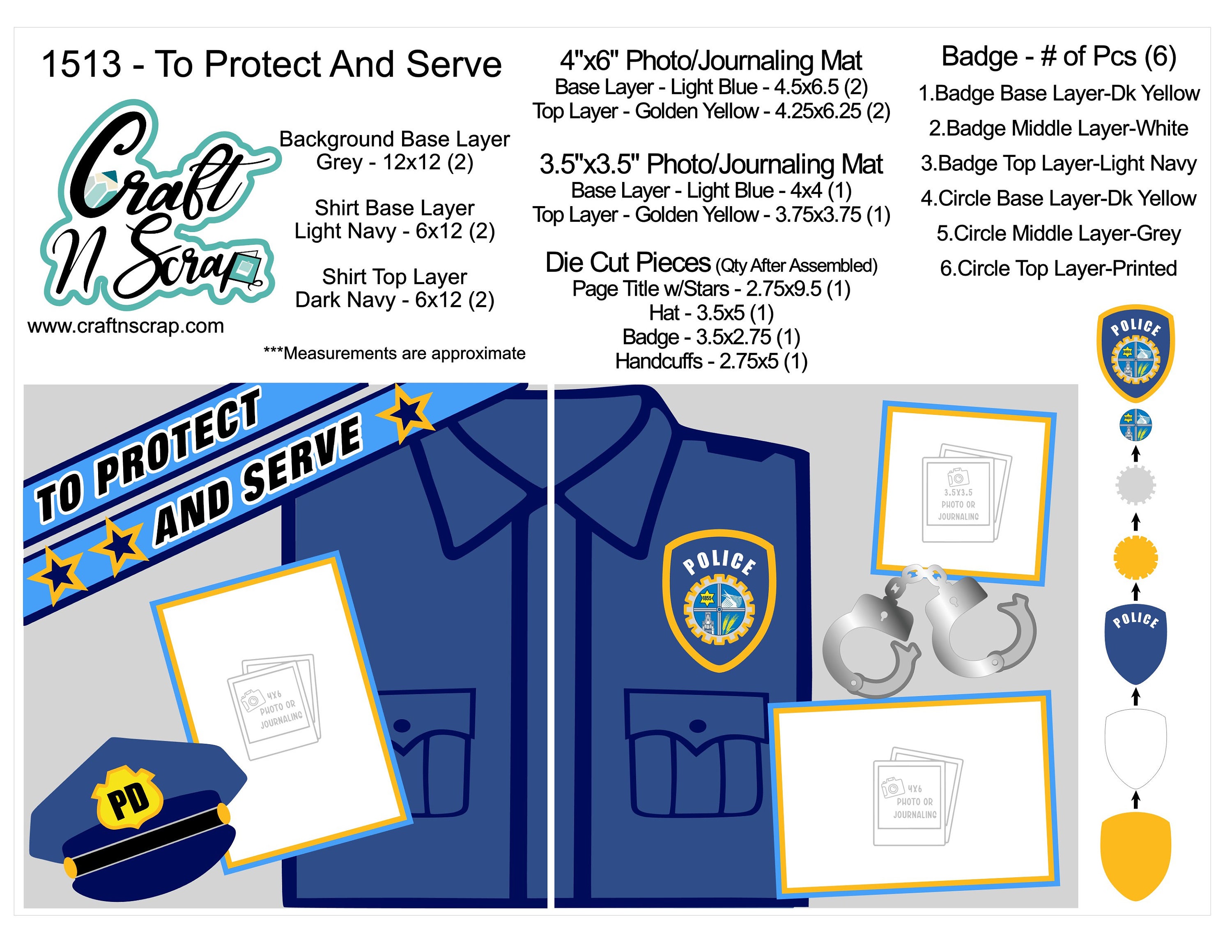 Scrapbook Double Page Layout - to Protect and Serve - Police Page Kit ...