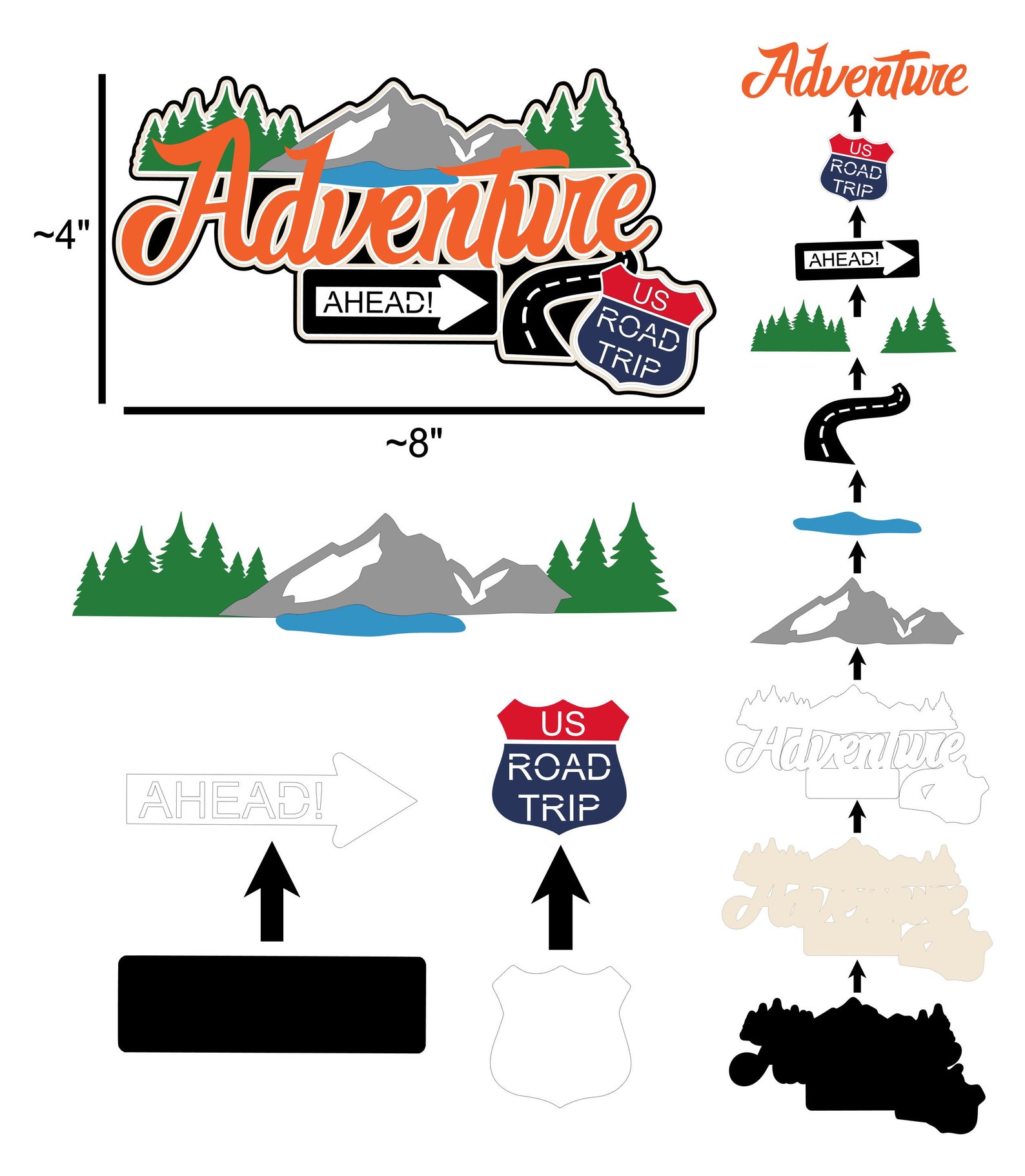 Scrapbook Page Title Paper Piecing - Adventure Ahead - Etsy