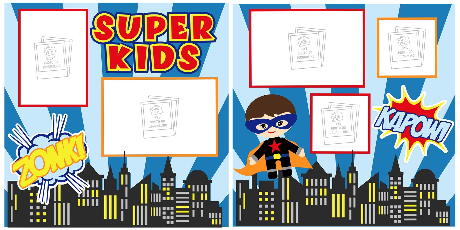 Superhero Scrapbook Kit for Kids – Double Page Layout, Precut Comic ...