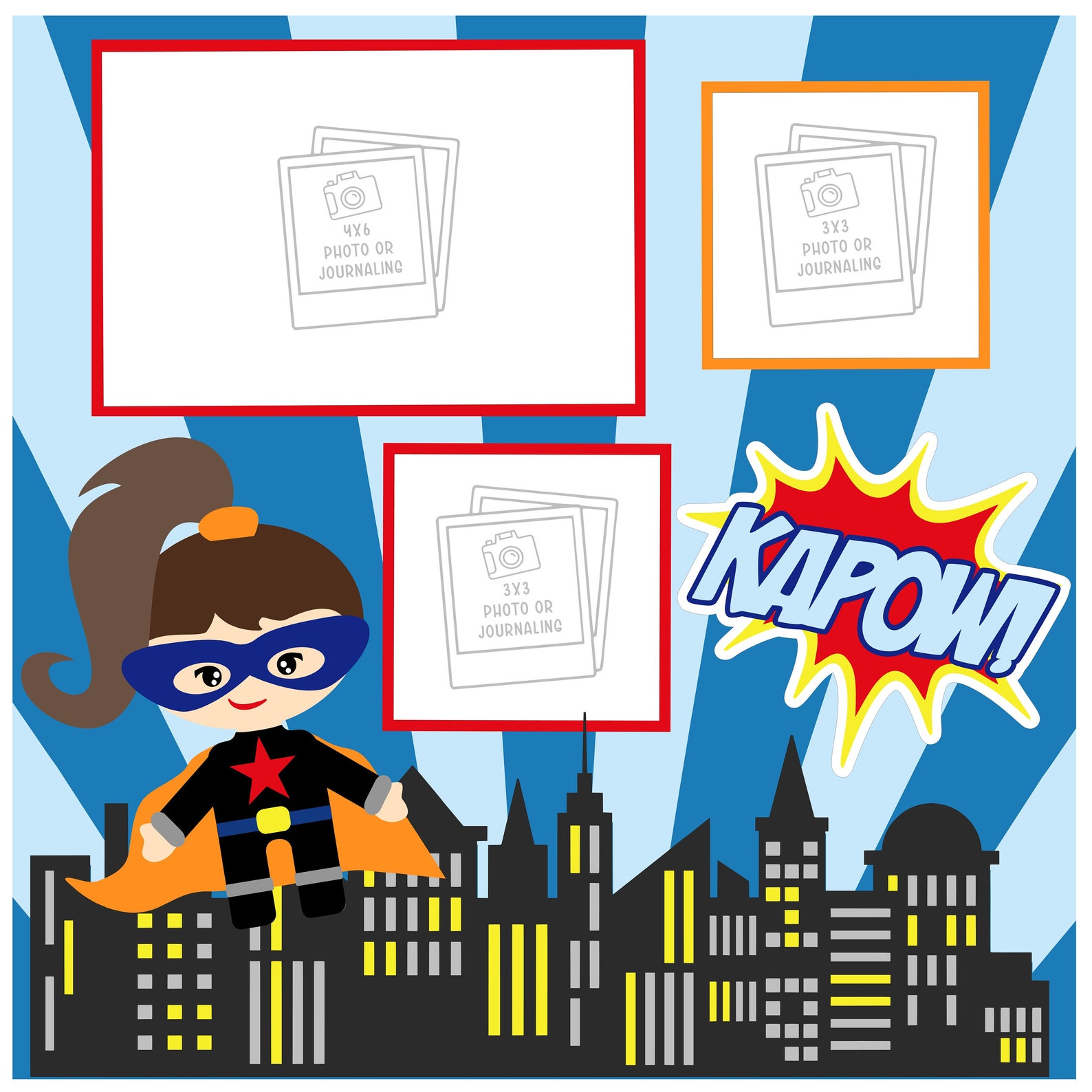 Superhero Scrapbook Kit for Kids – Double Page Layout, Precut Comic ...