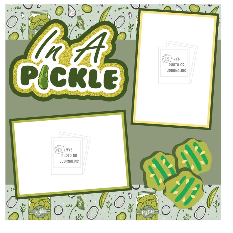 Scrapbook Double Page Layout - in A Pickle - Etsy
