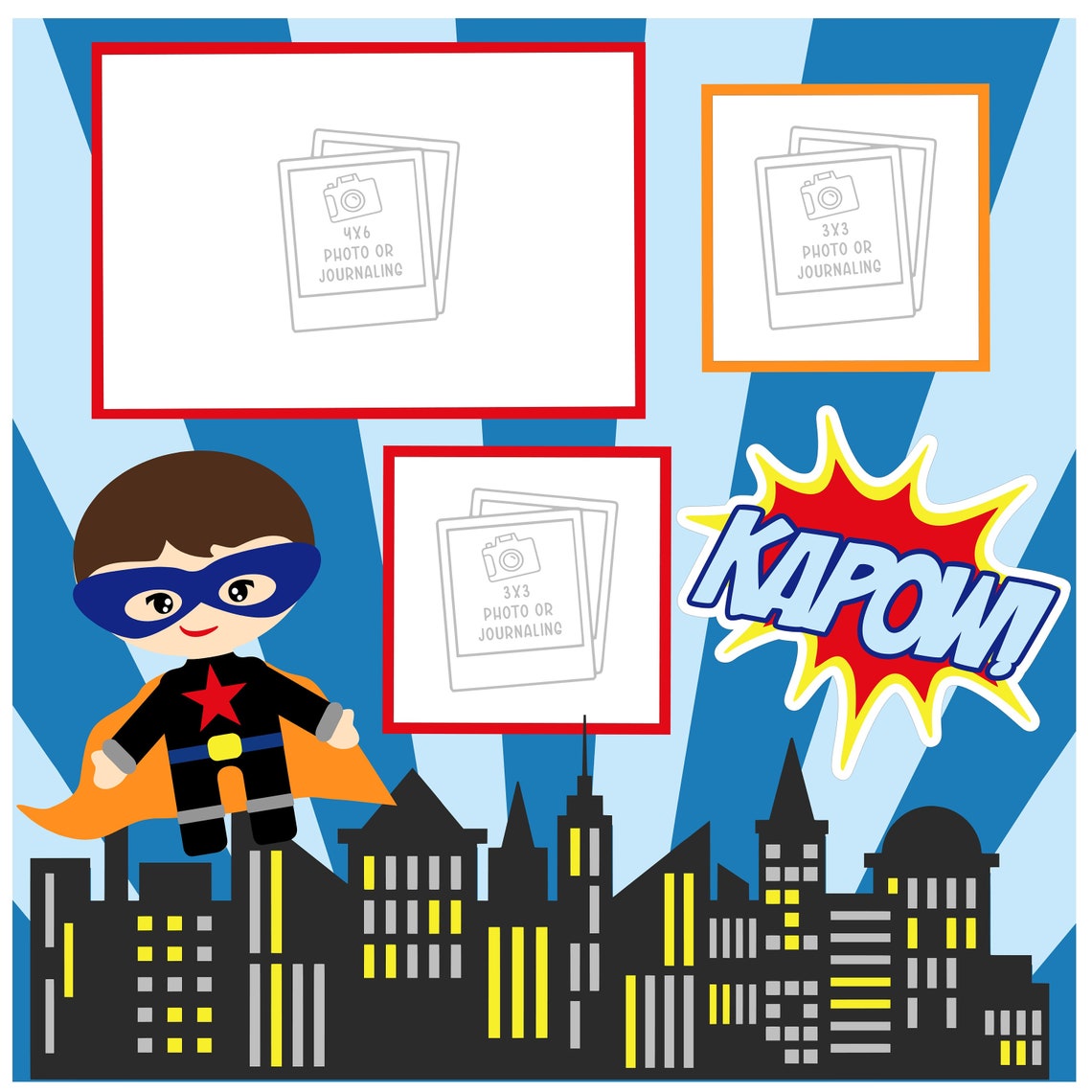 Superhero Scrapbook Kit for Kids – Double Page Layout, Precut Comic ...