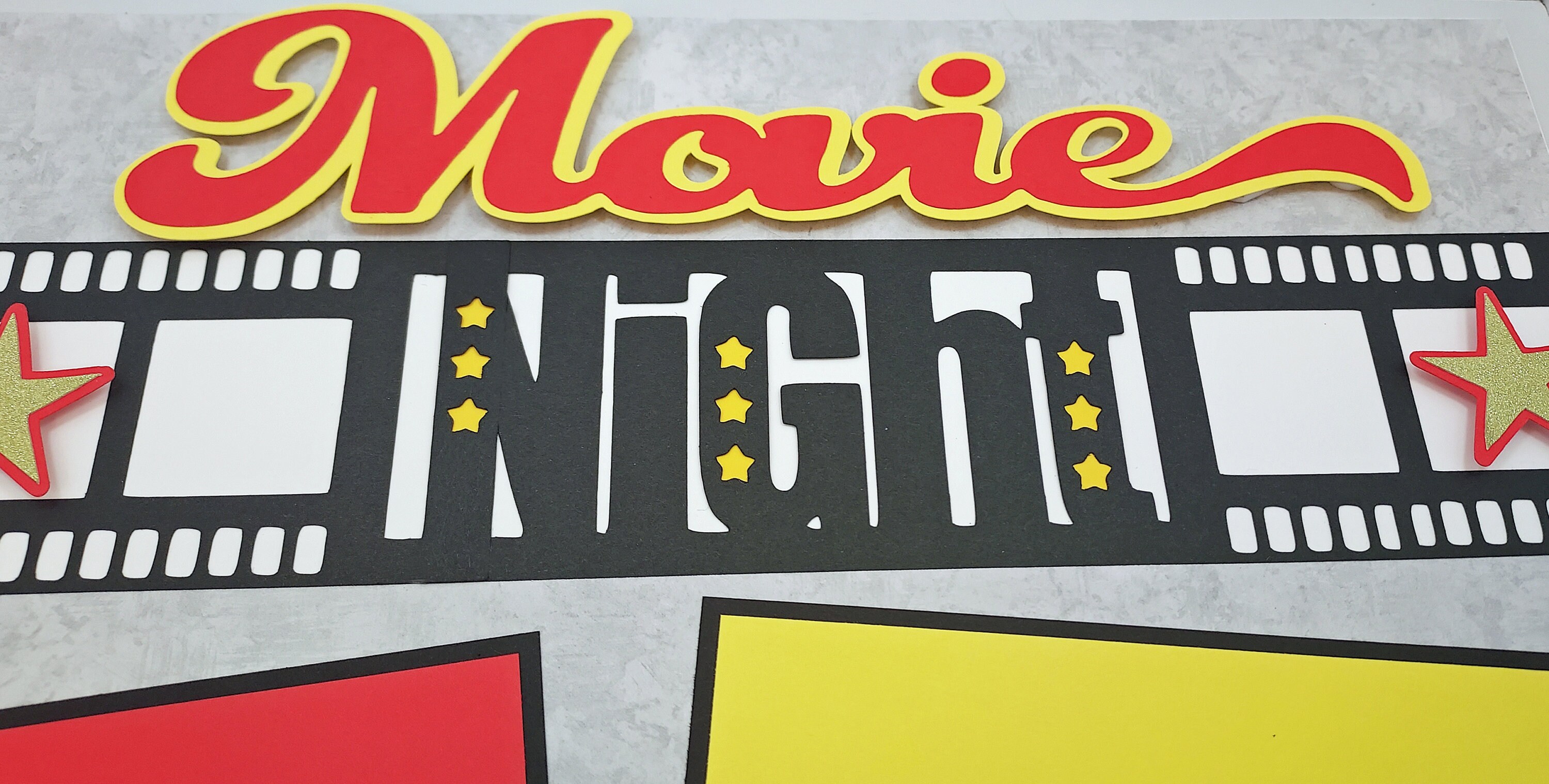 Scrapbook Double Page Layout - Movie Night - Film Strip Popcorn - Etsy