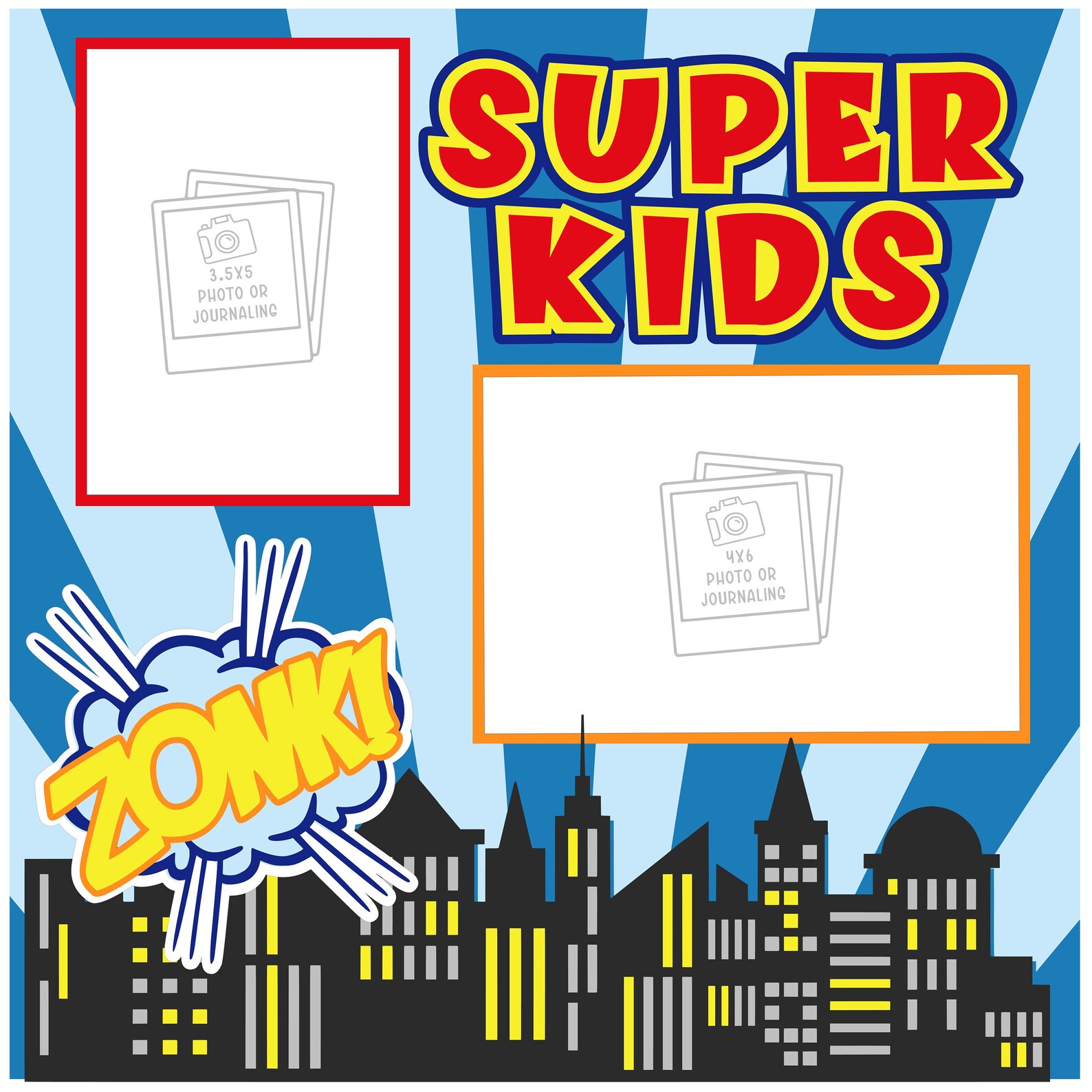 Superhero Scrapbook Kit for Kids – Double Page Layout, Precut Comic ...